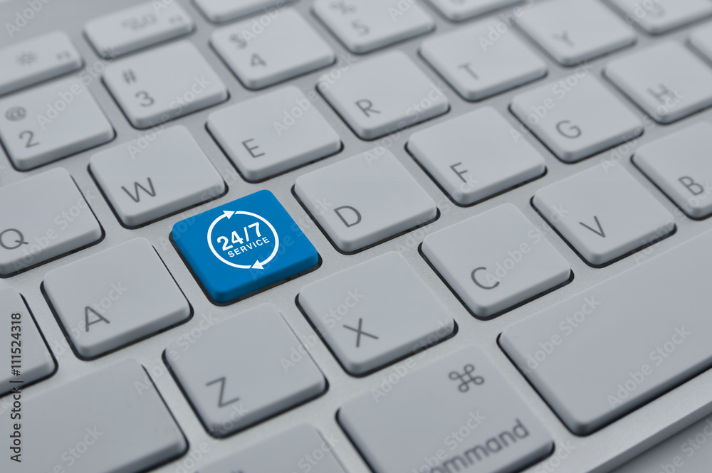 24 hours service icon on modern computer keyboard button, Full t Stock ...
