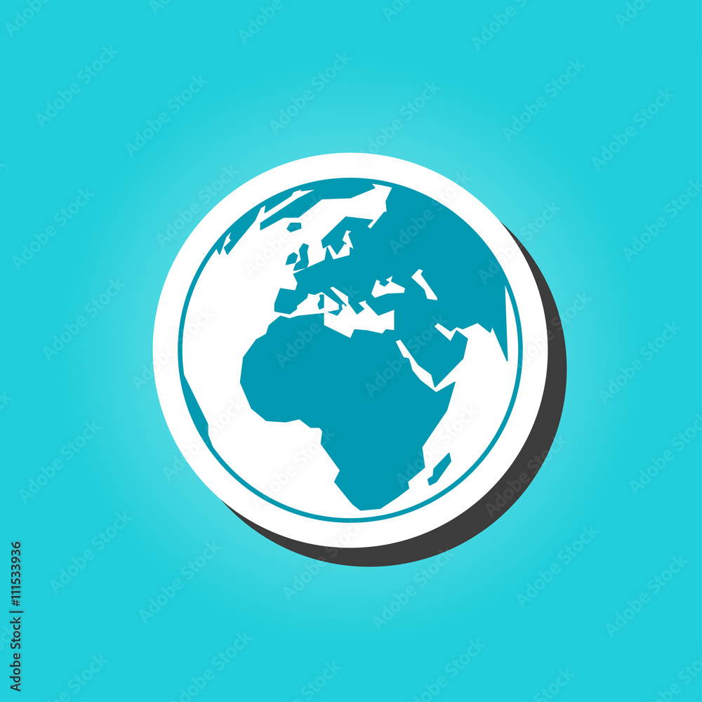 Planet Earth Isolated. Vector globe icon with map of the continents of ...