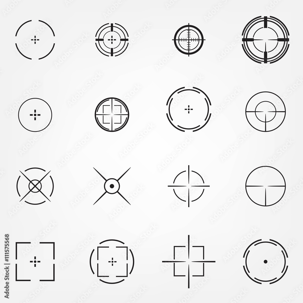 Crosshair icons set for computer games shooters or original mouse ...