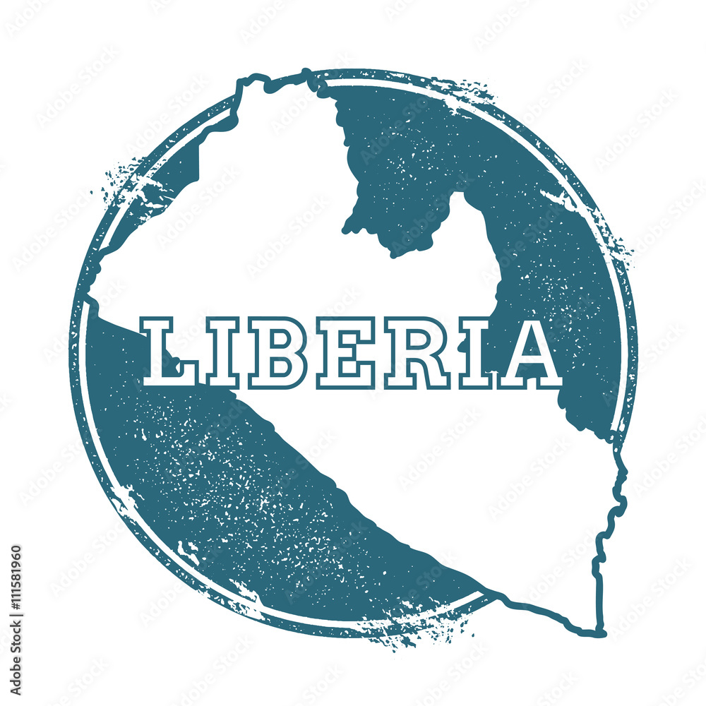Grunge rubber stamp with name and map of Liberia, vector illustration ...