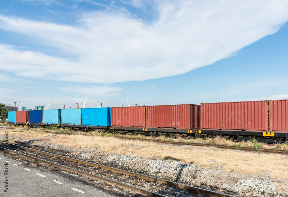 Container wagon of the freight train Stock Photo | Adobe Stock