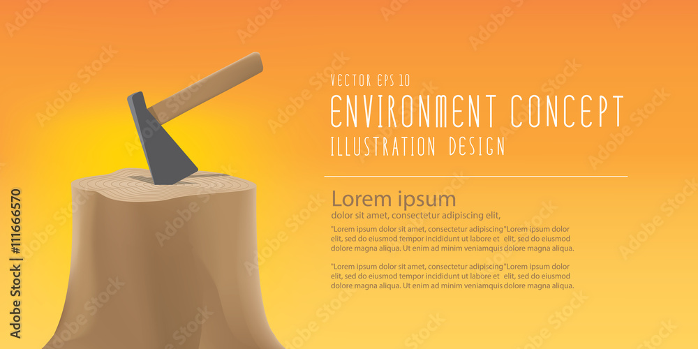 Banner the environmental problems of deforestation, And tool for Stock ...