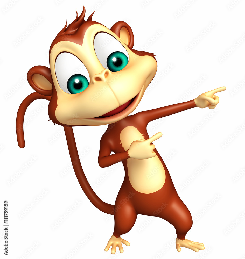 pointing Monkey cartoon character Stock Illustration | Adobe Stock