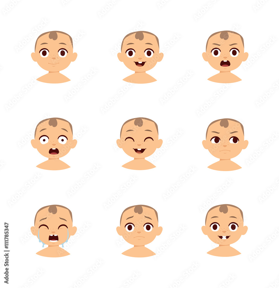 Baby emoticons and kid emoji vector set. Stock Vector | Adobe Stock
