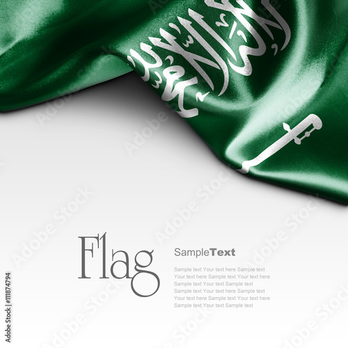 Flag of Saudi Arabia on white background. Sample text. Stock Photo ...