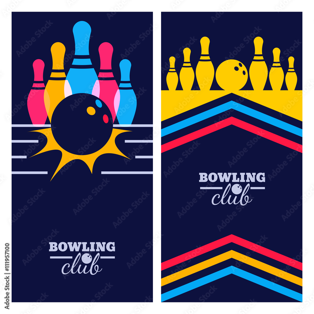 Set of bowling banner backgrounds, poster, flyer or label design ...
