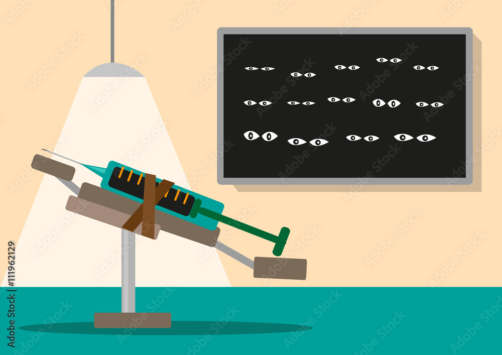 Lethal Injection Death Penalty concept with witnesses watching the ...