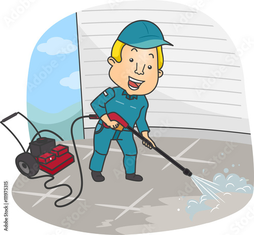 Man Cleaning Pressure Washer - Buy this stock vector and explore ...