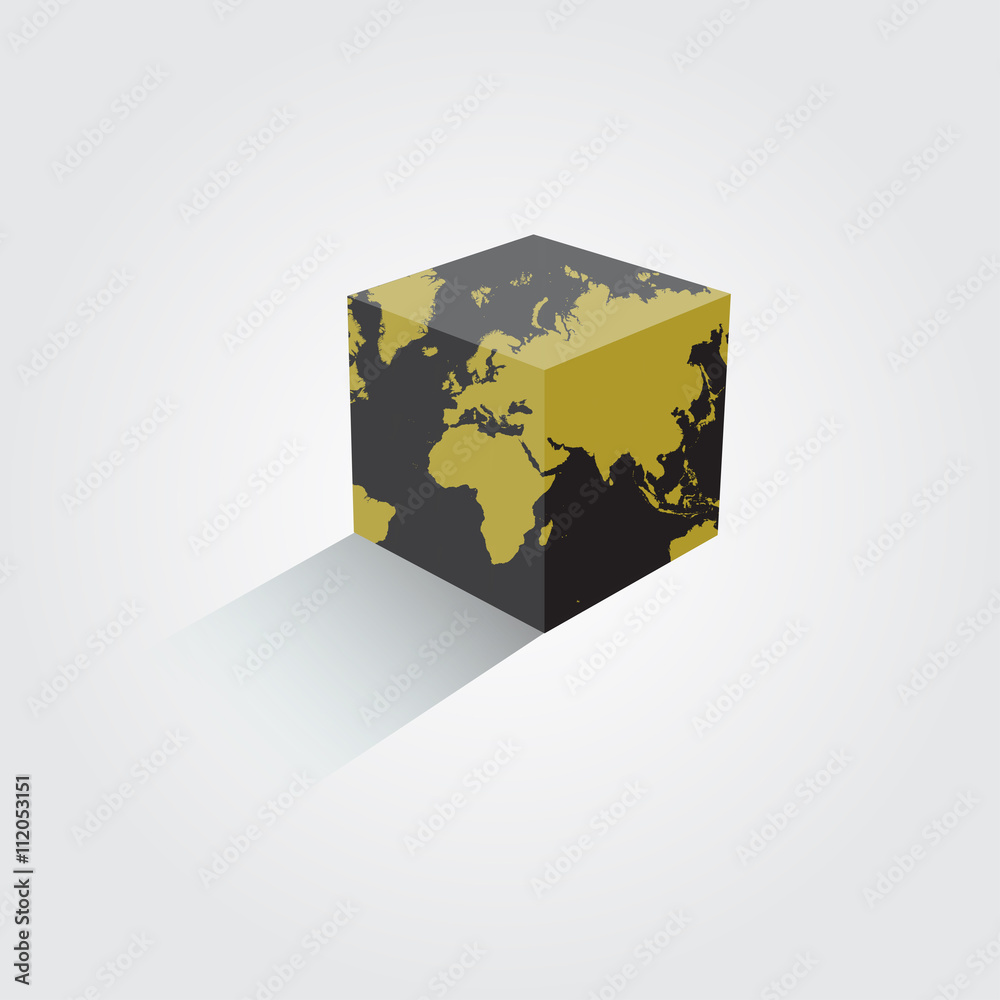 World map colorful. Earth in the form of a cube. Vector illustration ...