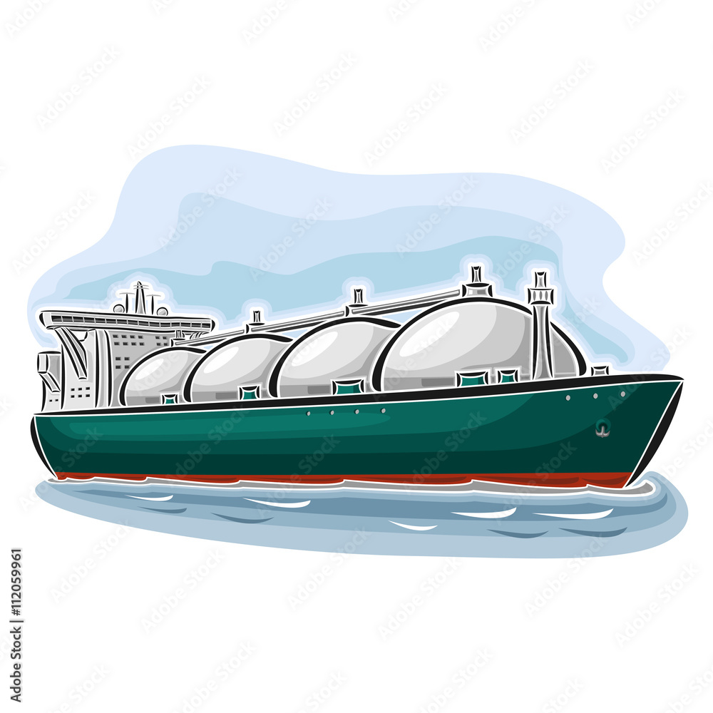 Vector illustration of logo for LNG liquefied natural gas carrier ship ...
