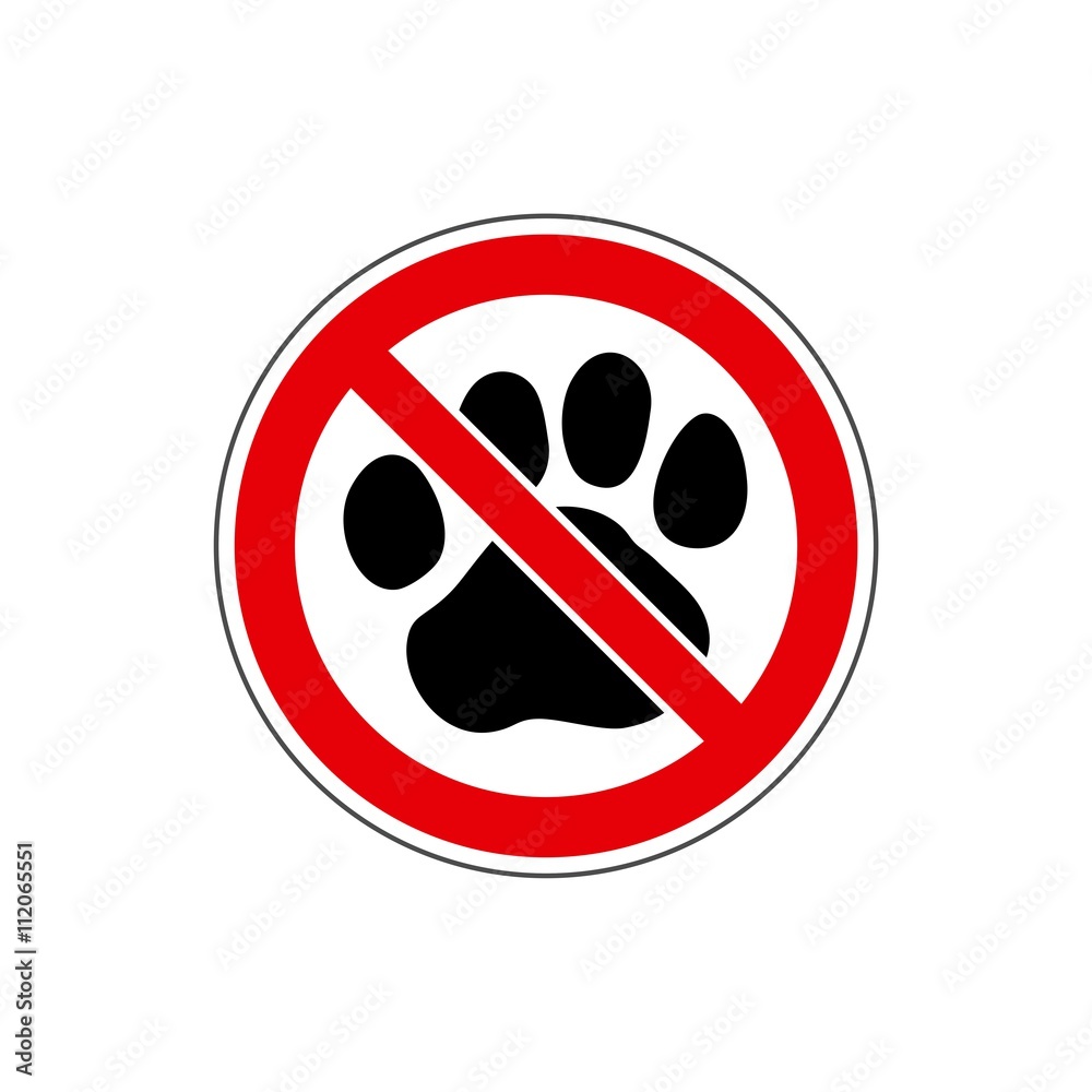 STOP! Don't enter with animals sign. Vector. The icon with a red sign ...