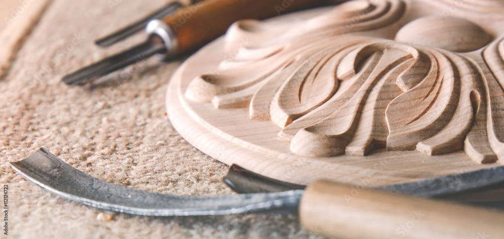 Wood processing. Joinery work. wood carving. the carving object Stock ...
