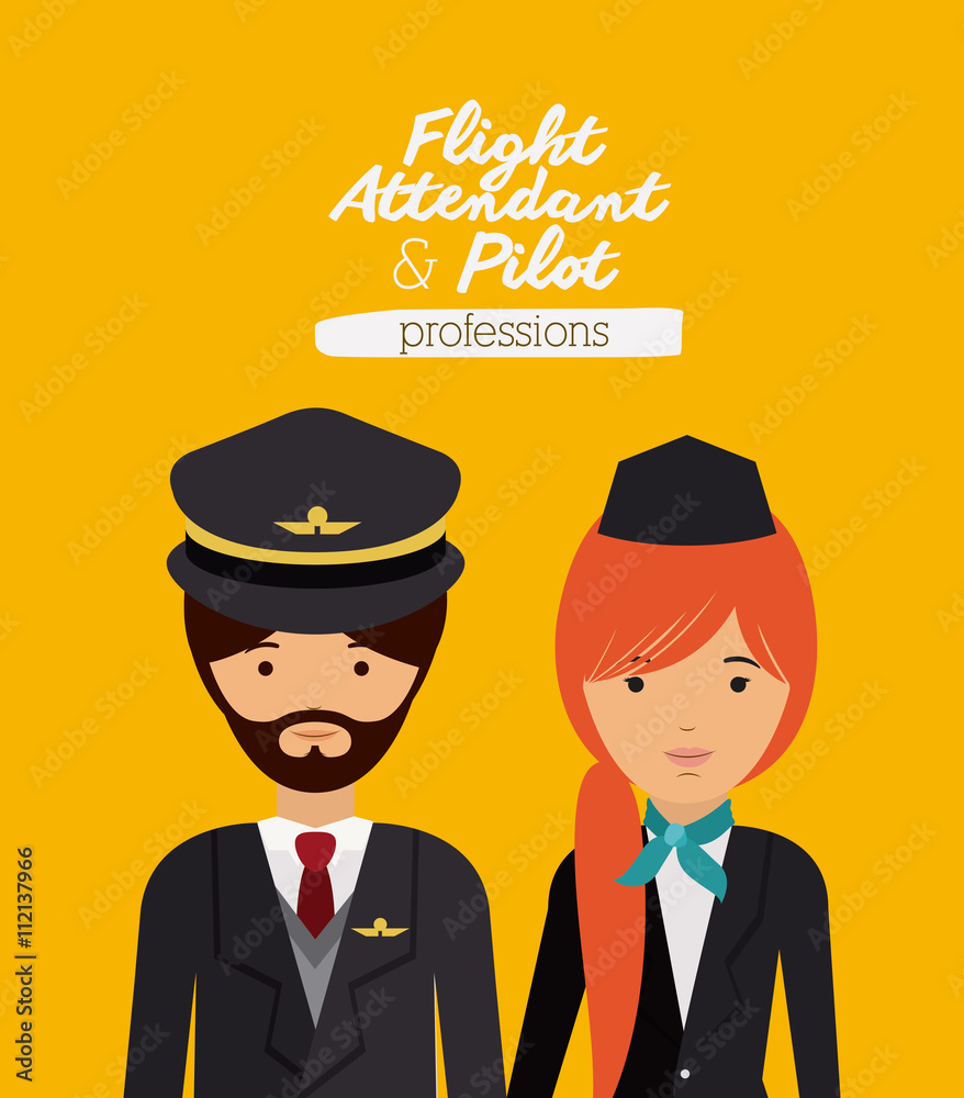pilot and flight attendant design Stock Vector | Adobe Stock