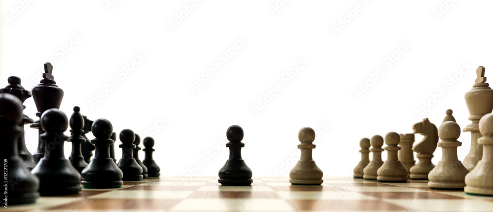 chess game isolated on white panorama background, symbolic concept ...