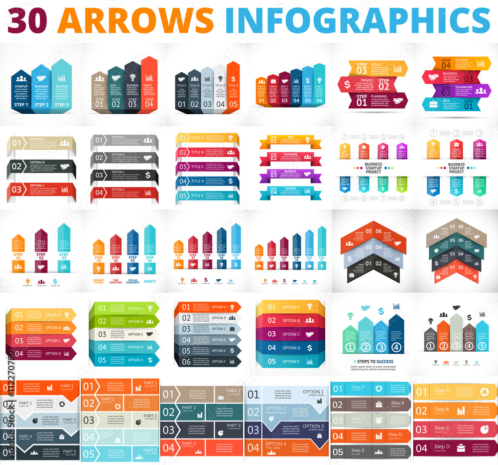 Vector arrows infographic, diagram, graph, presentation, chart ...