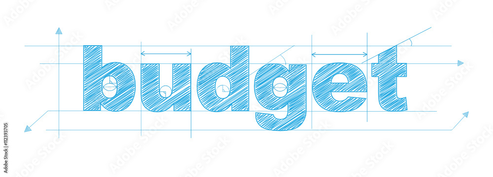 BUDGET Vector Technical Drawing Letters Icon Stock Vector | Adobe Stock