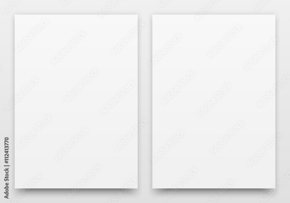 A2 white posters realistic template, mock-up with margins, realistic ...