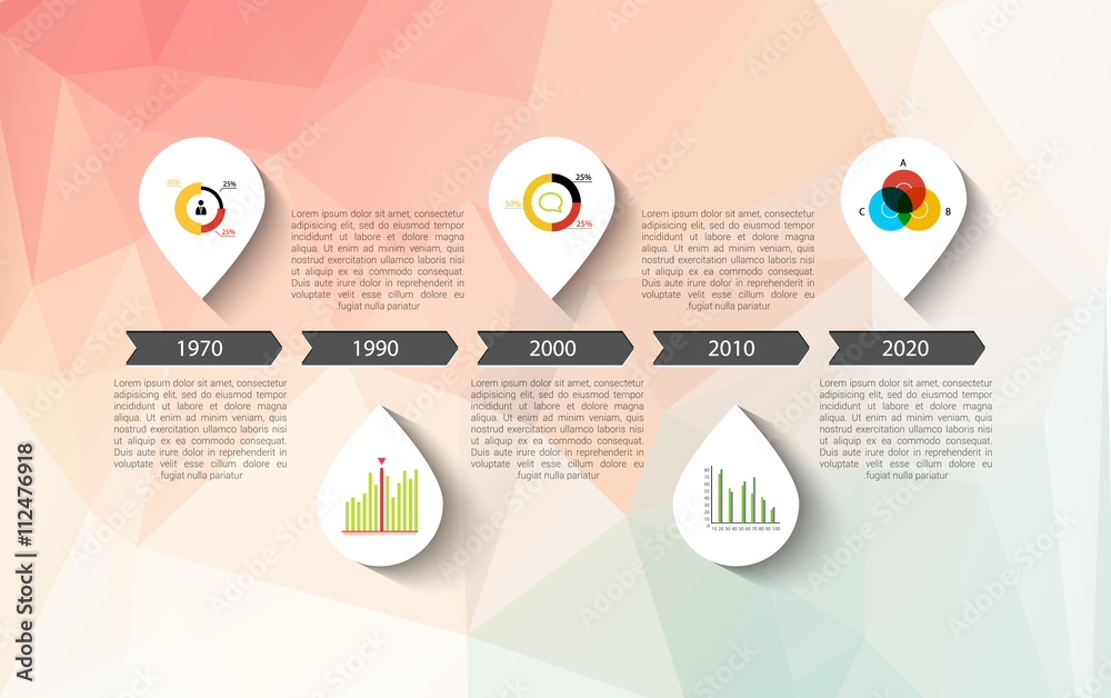 Infographic timeline design, concept - template with points. Idea to ...
