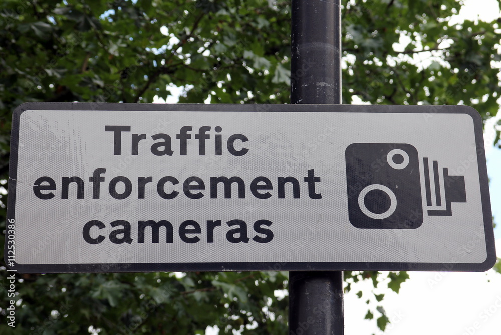 Traffic enforcement cameras sign Stock Photo | Adobe Stock