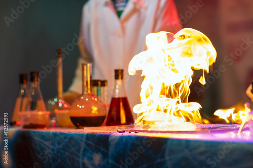 Experiments in a chemistry lab. The explosion in the laboratory ...