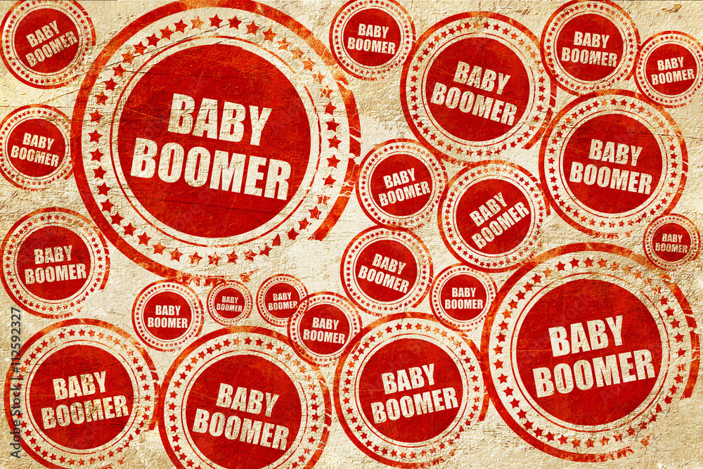 Ilustración de Stock baby boomer, red stamp on a grunge paper texture ...