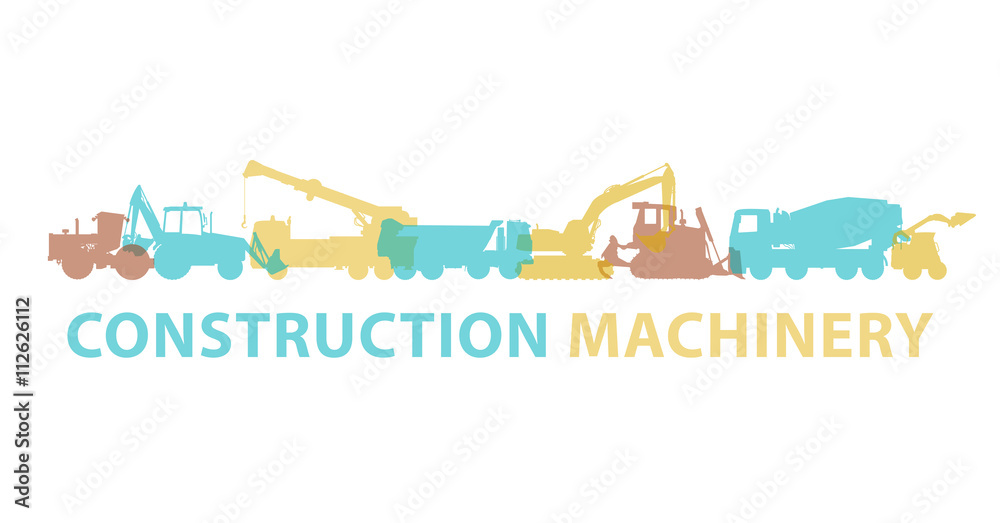 Construction machinery icon symbol. Ground works sign. Machines ...