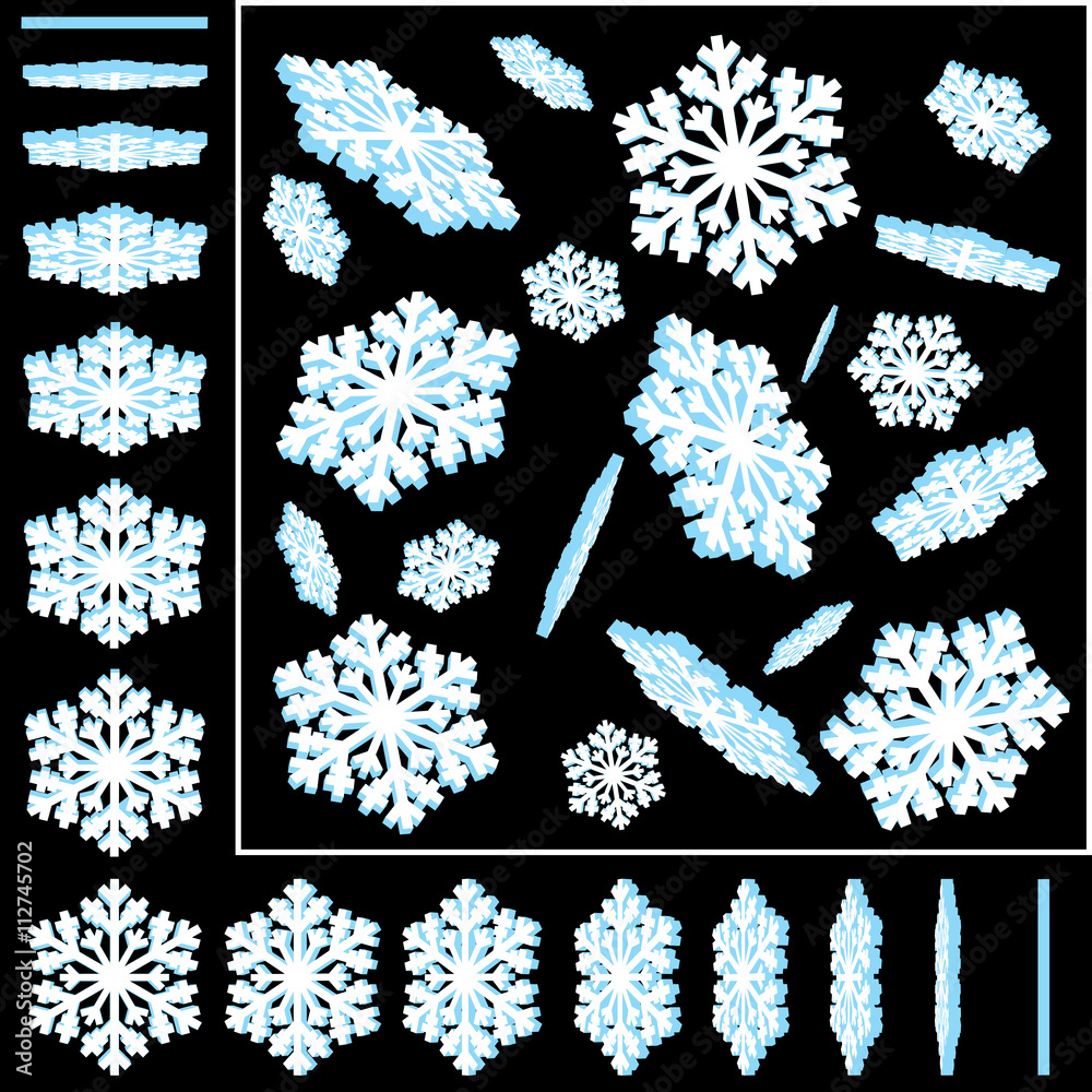 Snowflakes 3D Vector Illustrations Set Stock Vector | Adobe Stock
