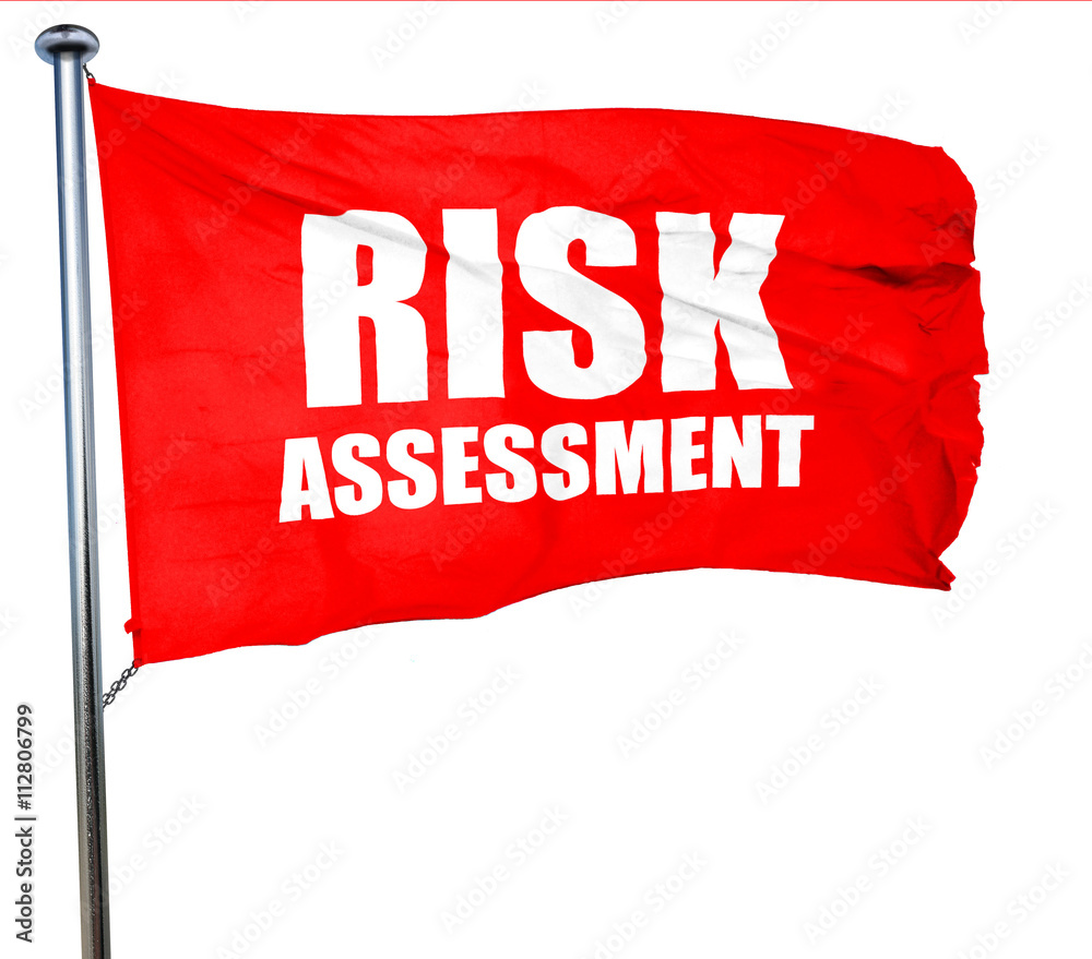 risk assessment, 3D rendering, a red waving flag Stock Illustration ...