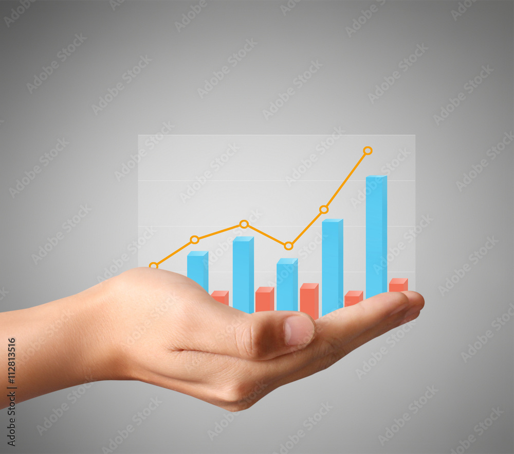 financial chart symbols coming from hand Stock Photo | Adobe Stock