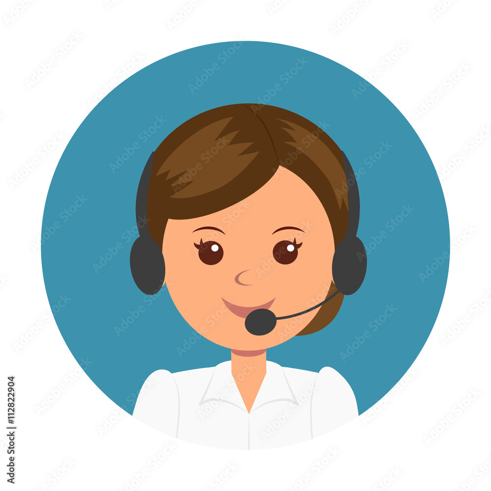 เวกเตอร์ Stock Avatar girl operator. Woman icon illustration. Portrait ...