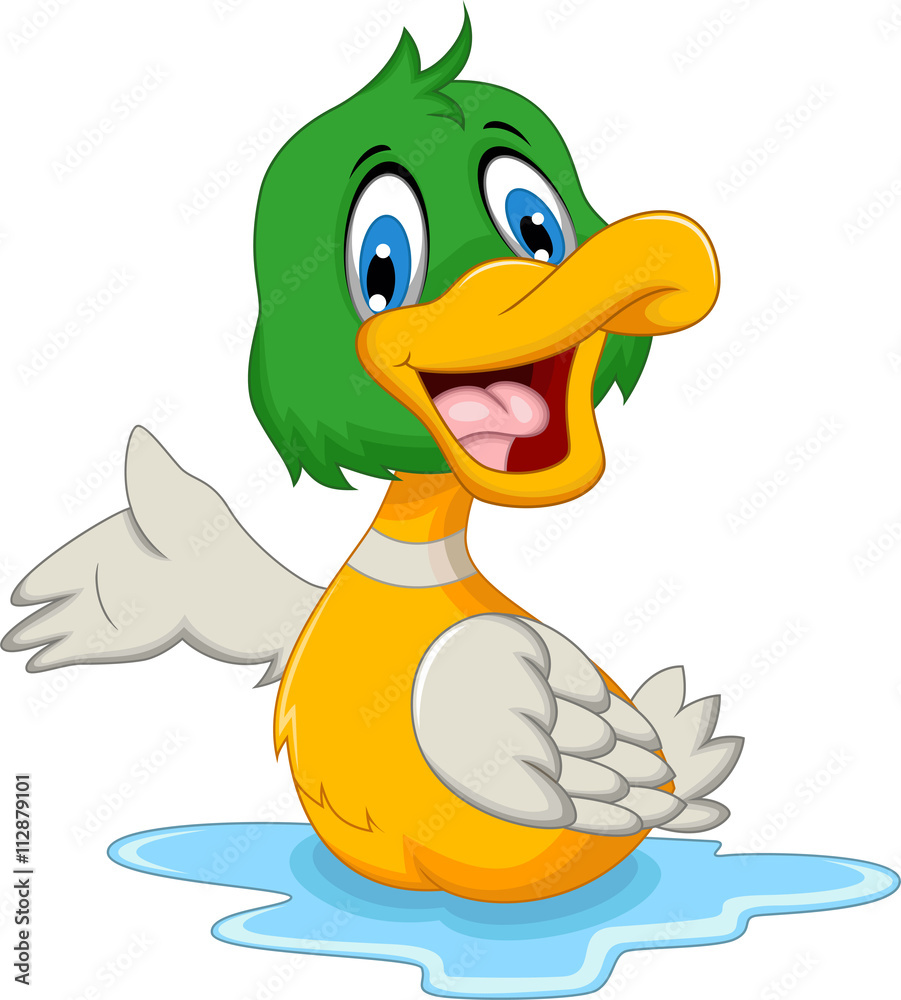 cute baby dock cartoon posing Stock Vector | Adobe Stock
