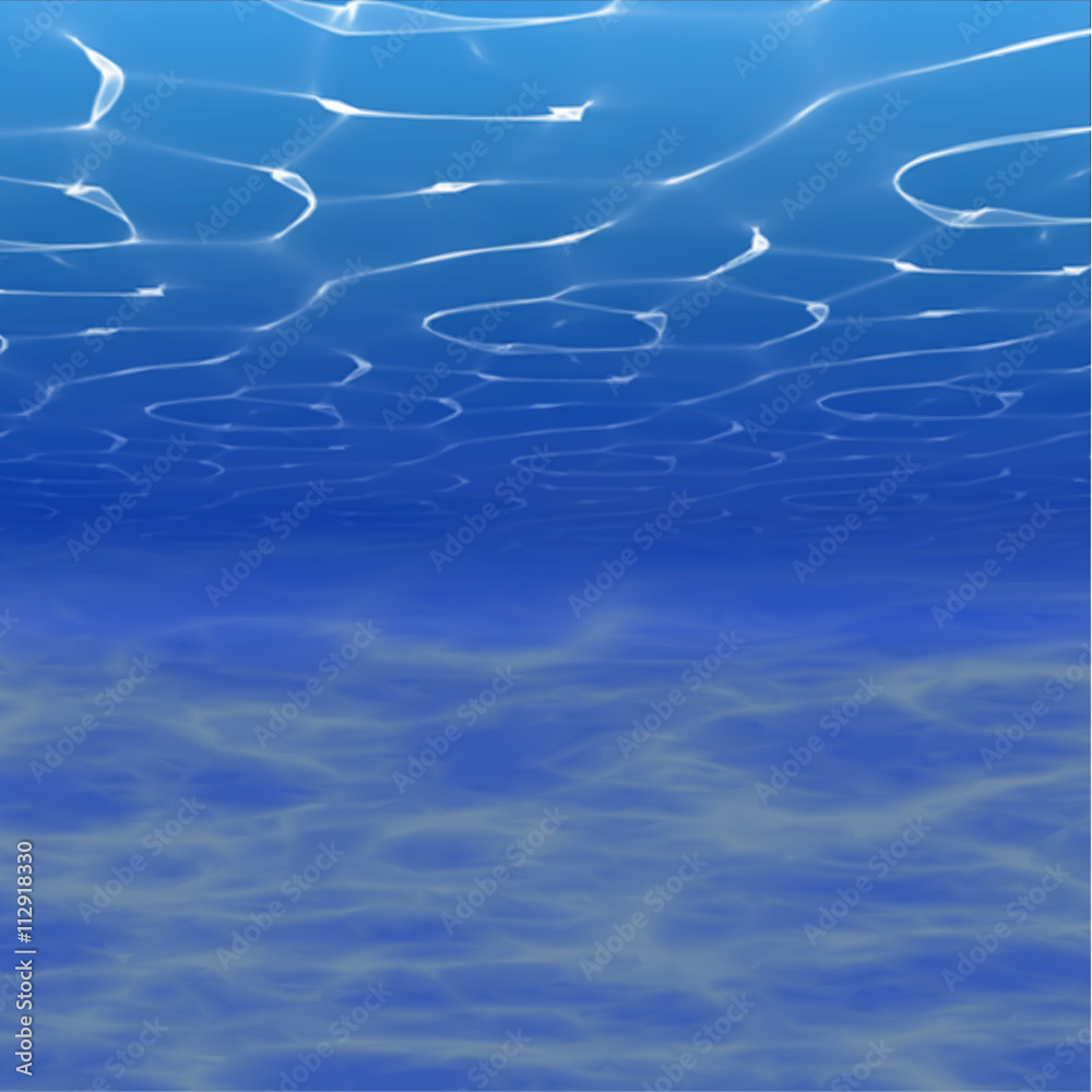 Vector underwater background illustration with water waves. Blue ...