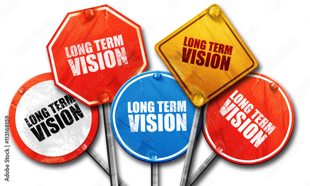 long term vision, 3D rendering, street signs Stock Illustration | Adobe ...