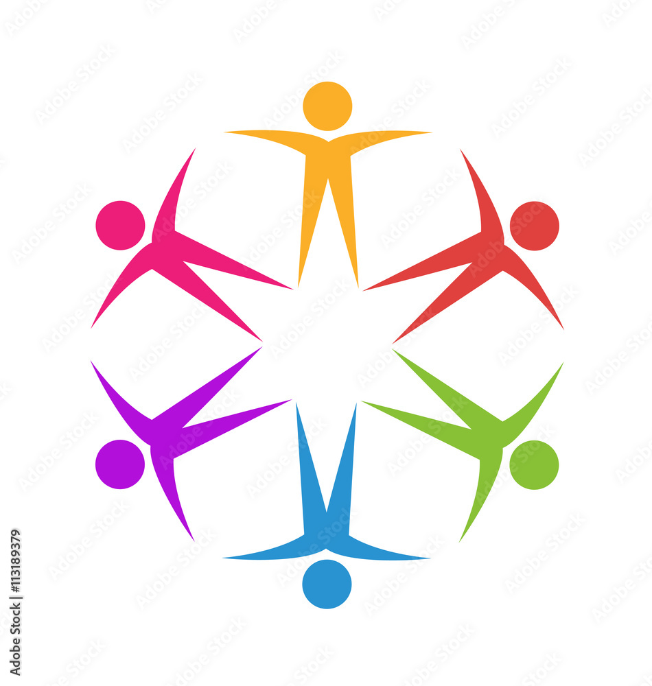 Teamwork hugging people logo vector image Stock Vector | Adobe Stock