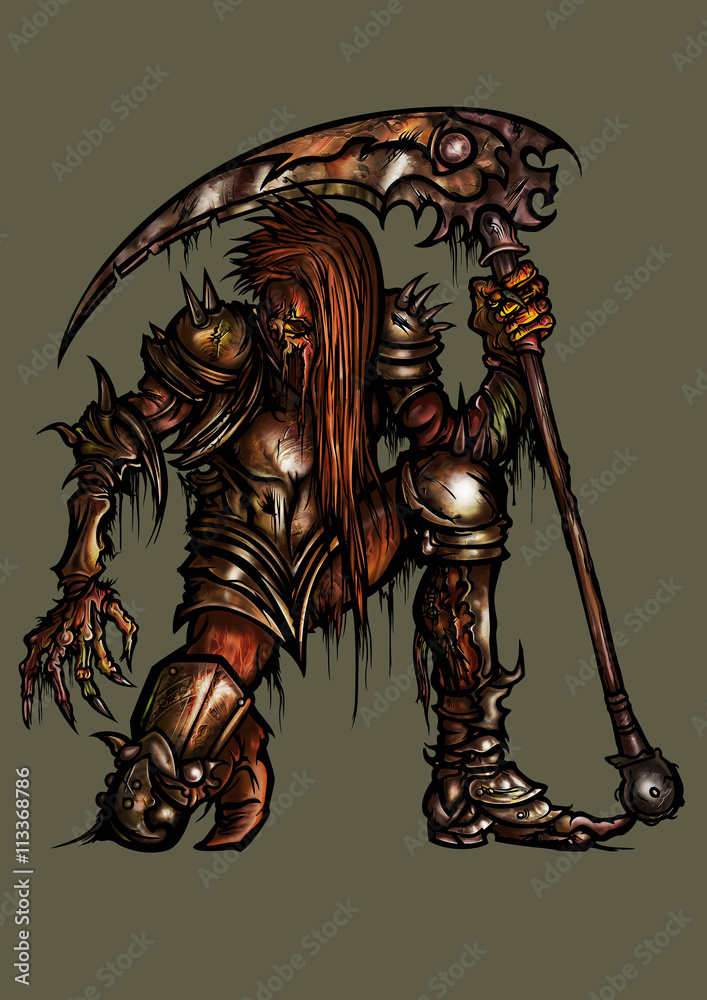 Rotten knight in rusty armor. Illustration undead monster in fantasy ...