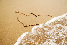 Wave Washing Out Heart Free Stock Photo - Public Domain Pictures