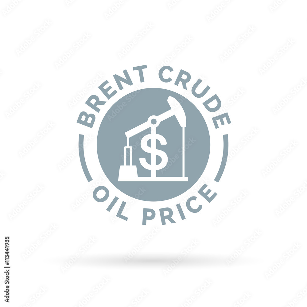 Price of brent crude oil icon with oil pump symbol and dollar sign ...