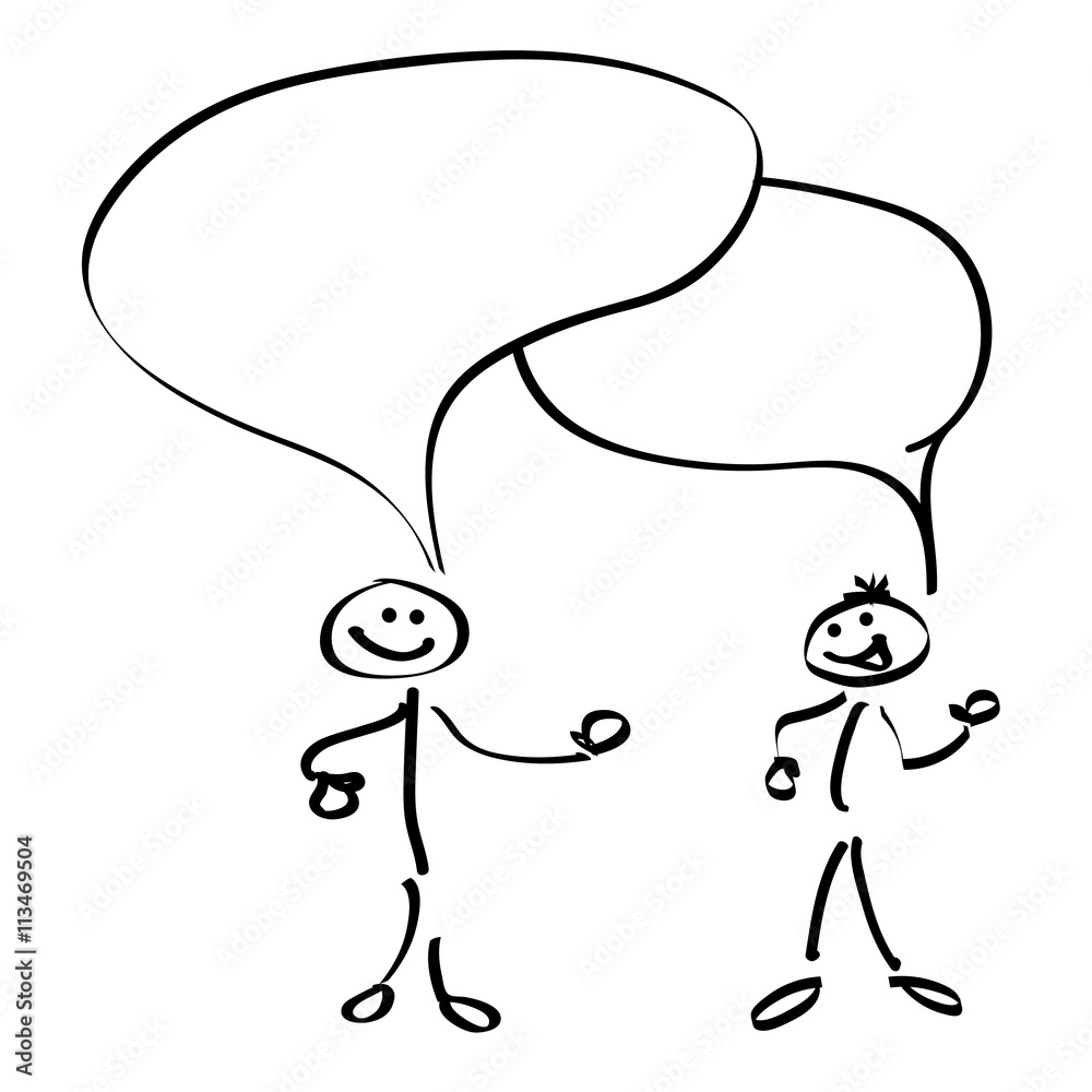 Strichmännchen Unterhalten Sich. Zwei Strichmänchen Mit Sprechblasen ...