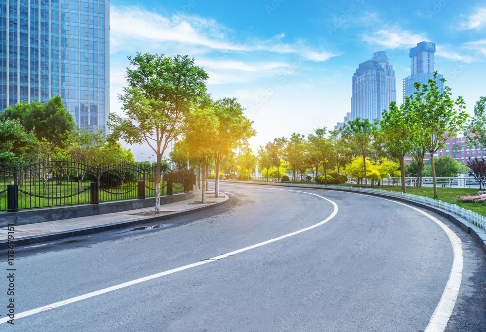 clean road with modern buildings background Stock Photo | Adobe Stock