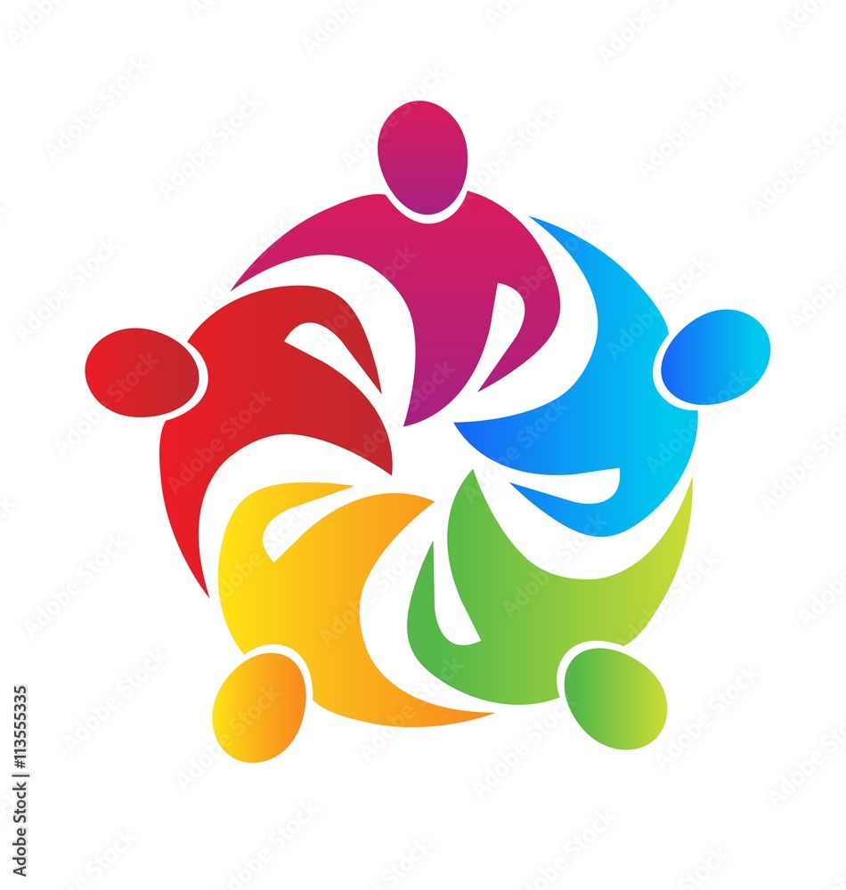 Teamwork business people in a hug logo vector image Stock Vector ...