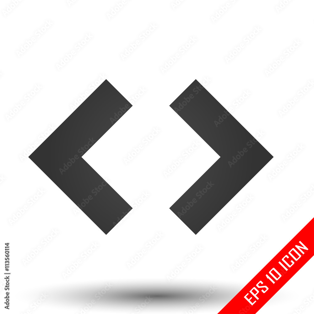 HTML code angle brackets. Code brackets icon. Simple flat logo of brackets on white background ...