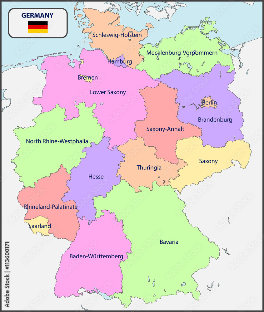 Image vectorielle Stock Political Map of Germany with Names | Adobe Stock