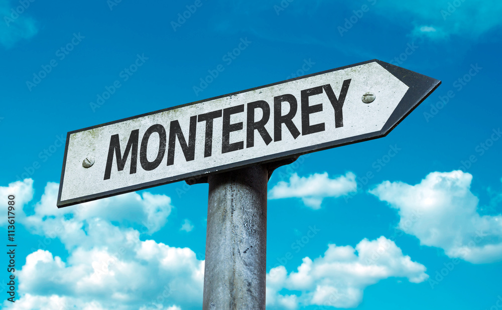 Monterrey direction sign in a concept image Stock Photo | Adobe Stock