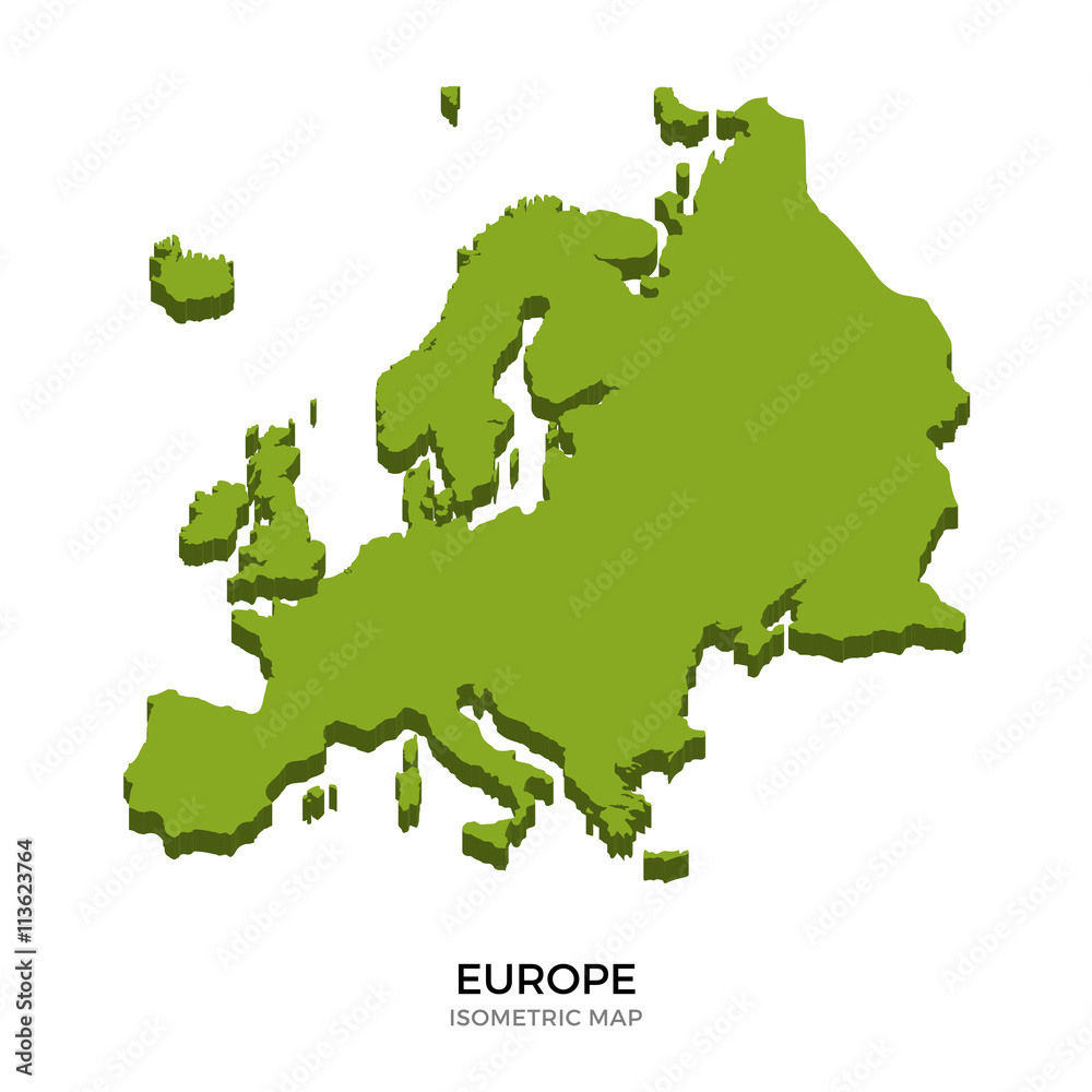 Isometric map of Europe detailed vector illustration Stock Vector ...