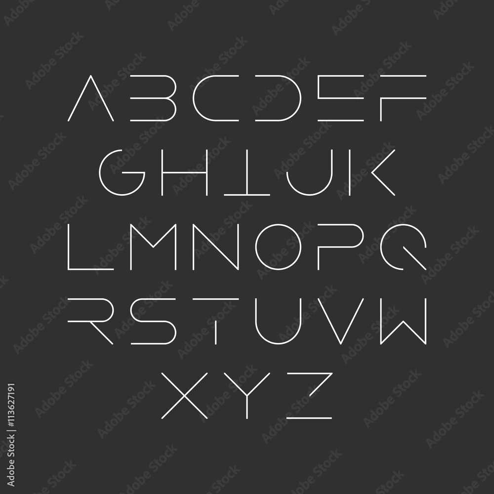Extra thin line style, linear uppercase modern font, typeface ...