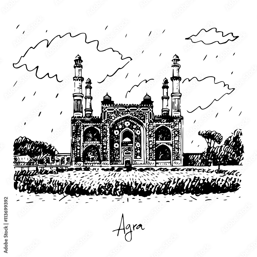 Main Gate to the Akbar's Tomb in Sikandra, a suburb of Agra, Uttar ...