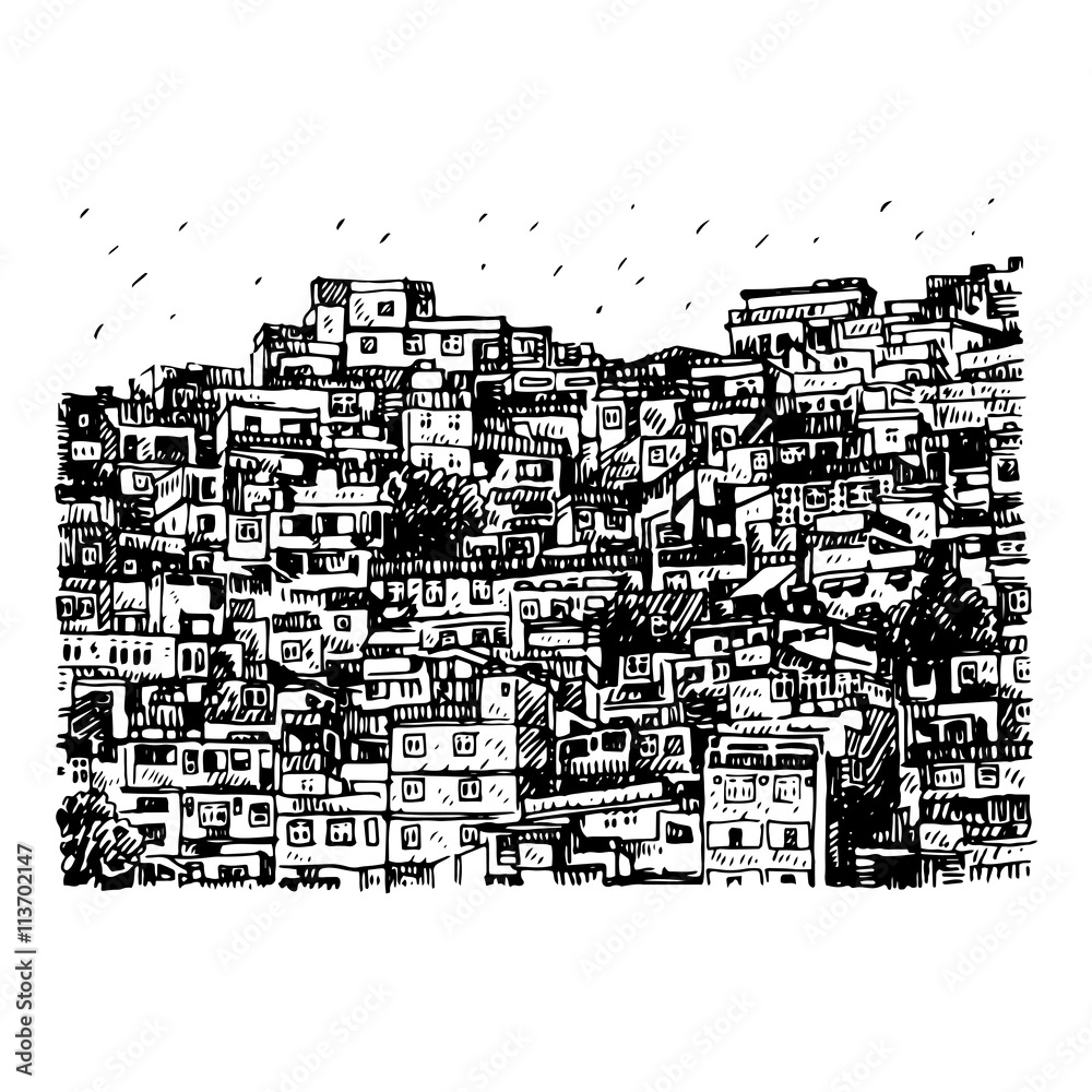 Vector de Stock Favela, Brazilian slum in Rio de Janeiro, Brazil ...