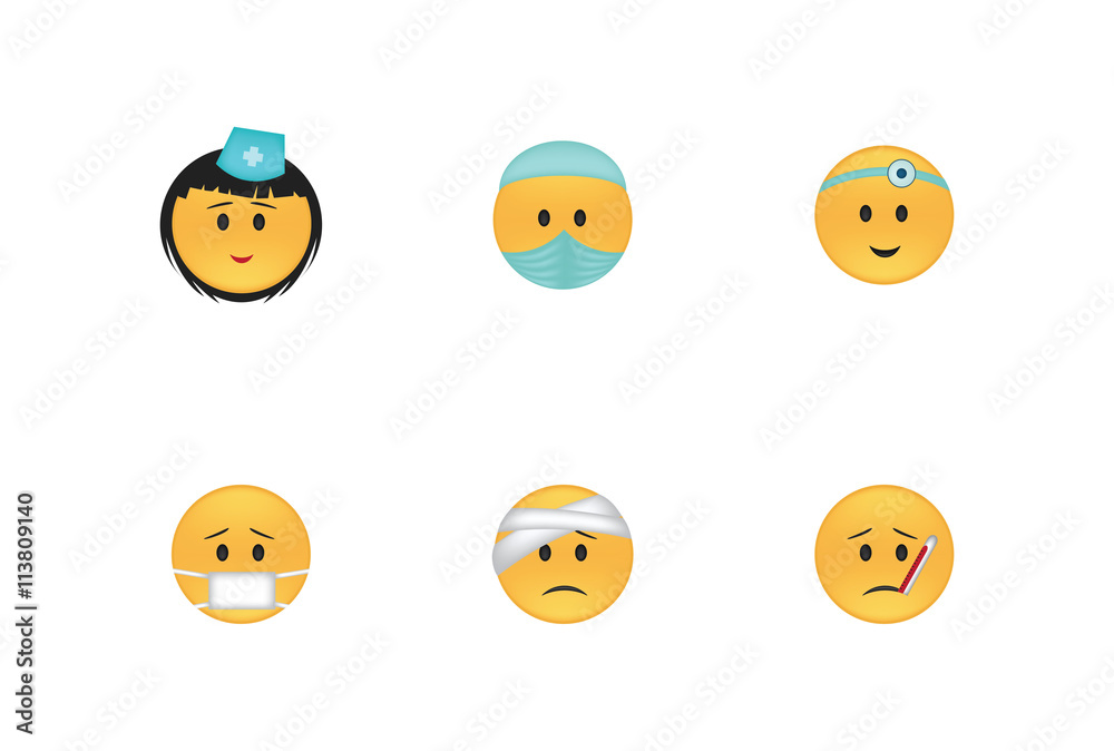 Set of medicine emoticon vector isolated on white background. Emoji ...