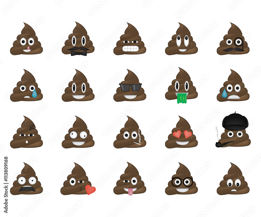 Set of shit emoticon vector isolated on white background. Emoji vector ...