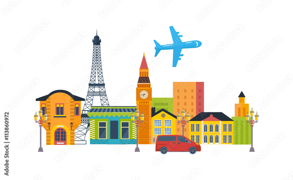 French Landmarks. Travel to Europe. Stock Vector | Adobe Stock